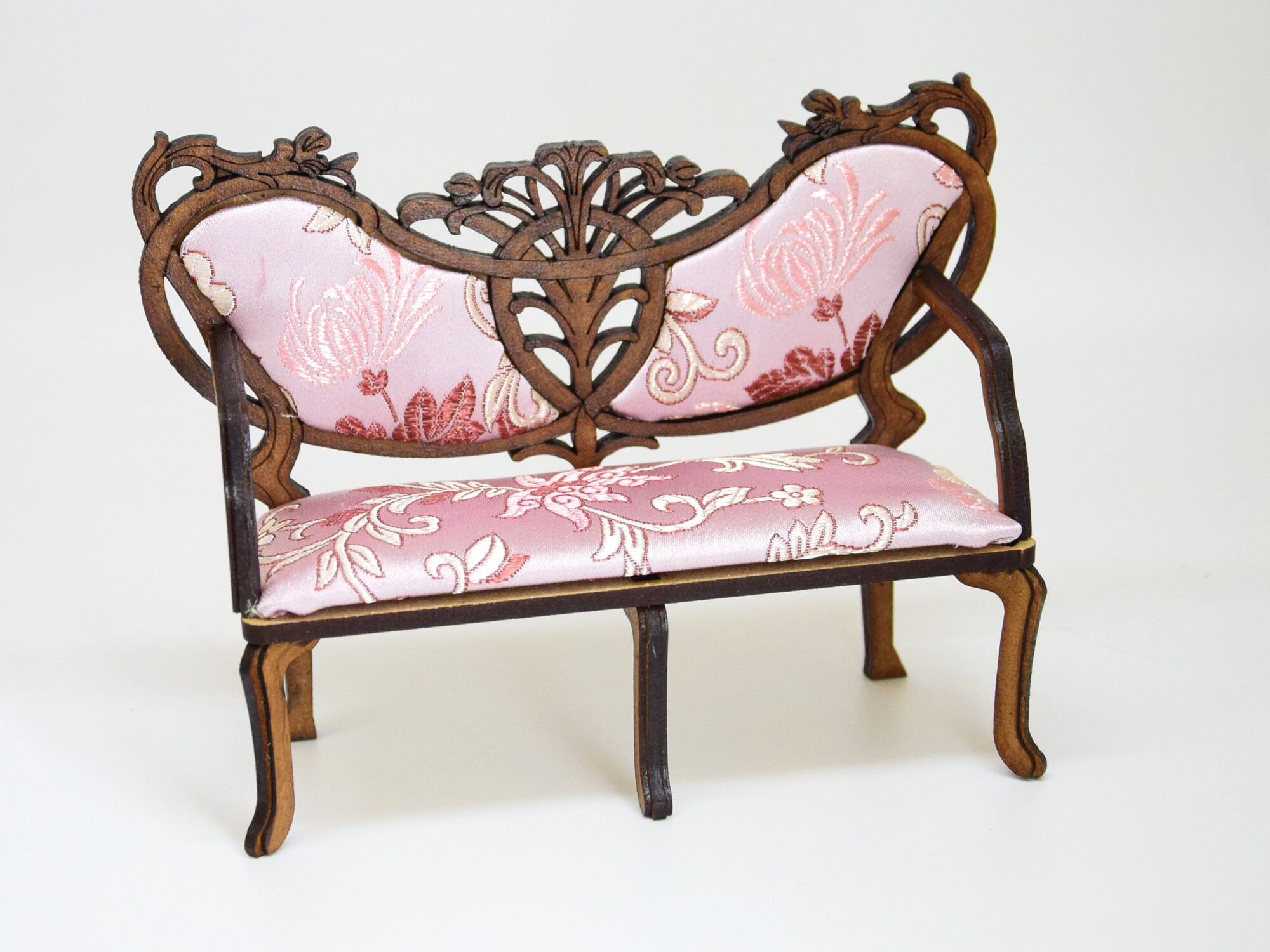 1:12 Scale Miniature Dollhouse Settee Diy Kit , Art Nouveau Style ...