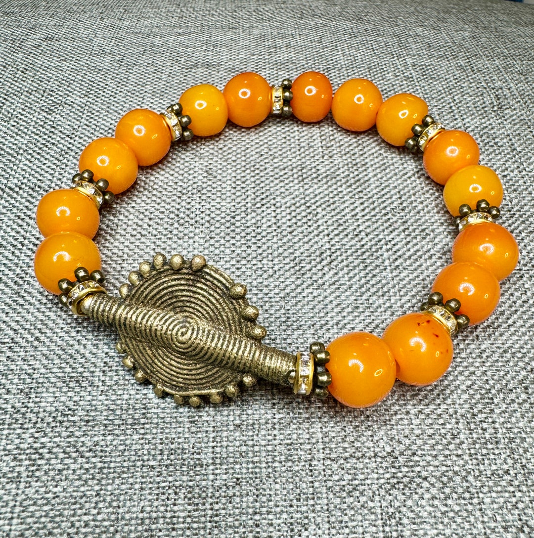 Tibetan Orange Mala and Crystal Beaded Bracelet - Etsy