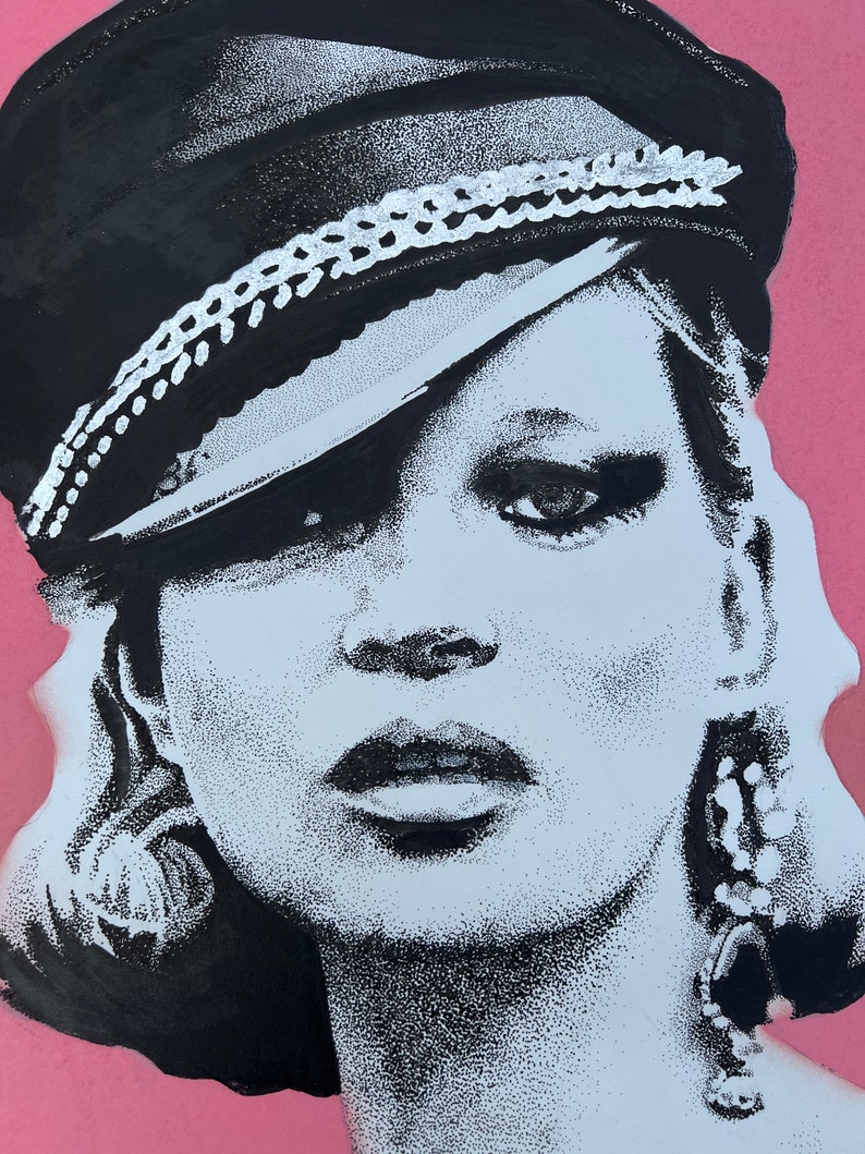 Hand Drawn Original Pointillism Drawing of Kate Moss 90’s Supermodel - Etsy