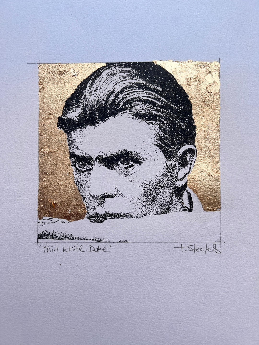 Original Hand Drawn Pointillism Portrait of David Bowie as the Thin ...