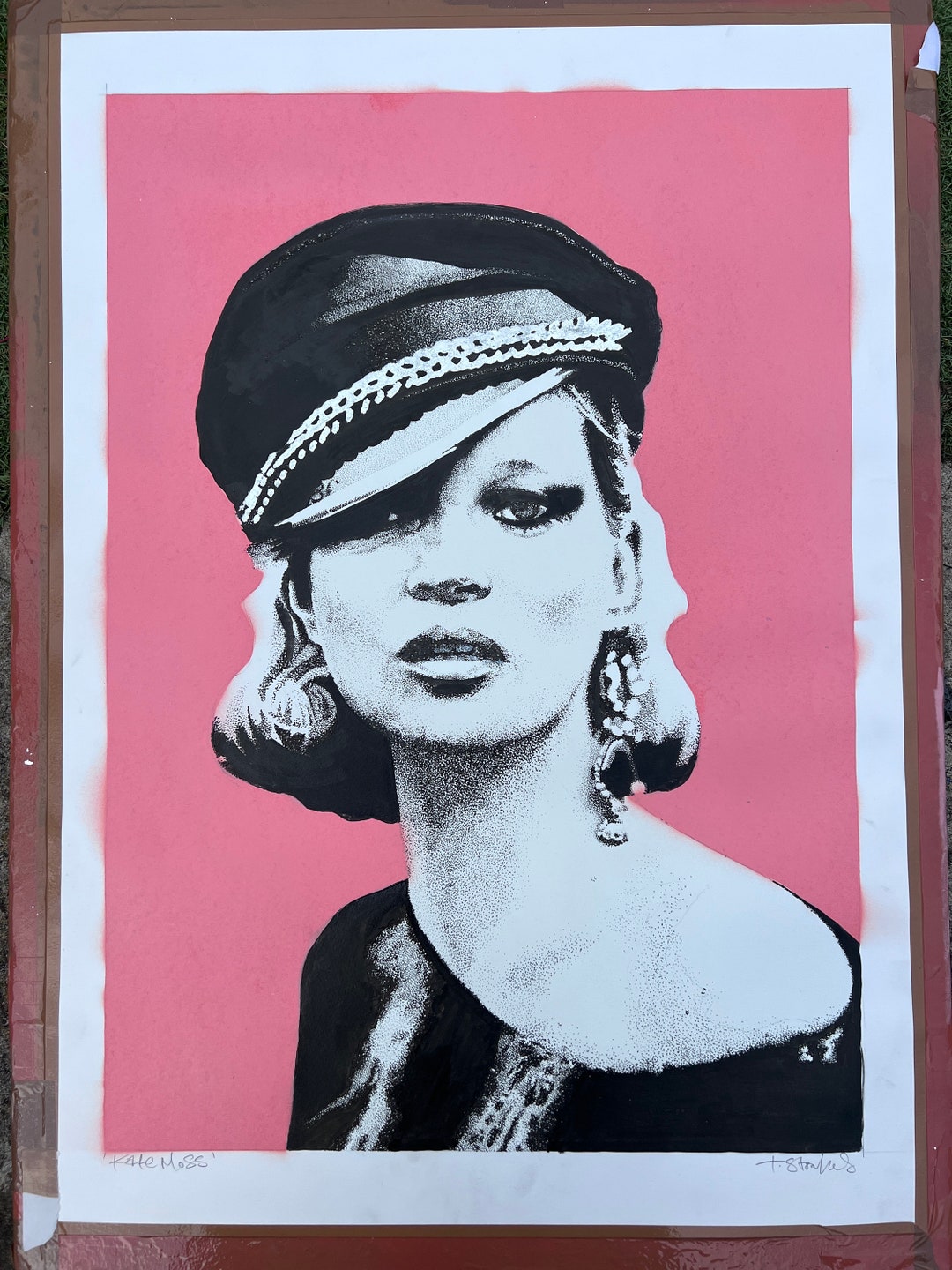 Hand Drawn Original Pointillism Drawing of Kate Moss 90’s Supermodel - Etsy