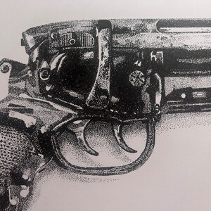 Hand Drawn Pointillism Bladerunner Blaster Drawing Pfläger-katsumata ...