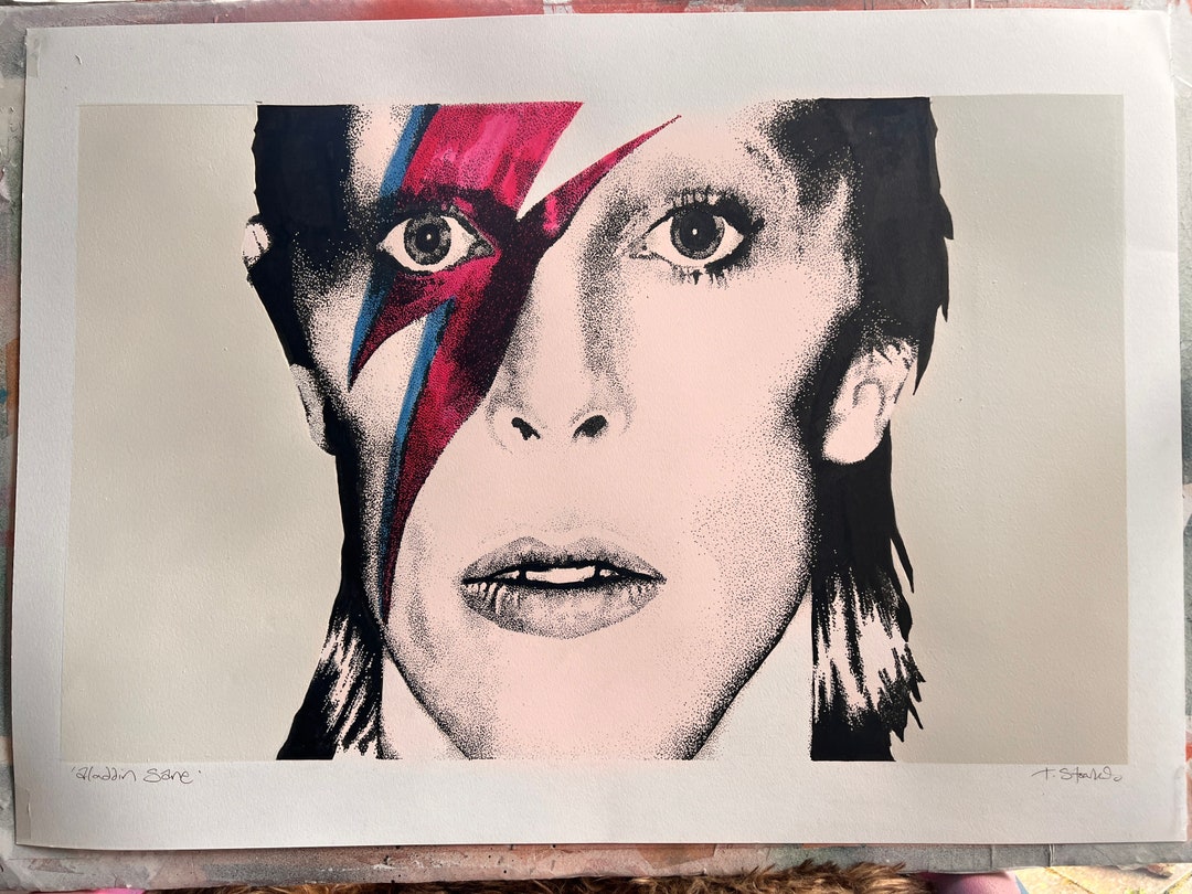 Hand Drawn Original Pointillism David Bowie Aladdin Sane - Etsy