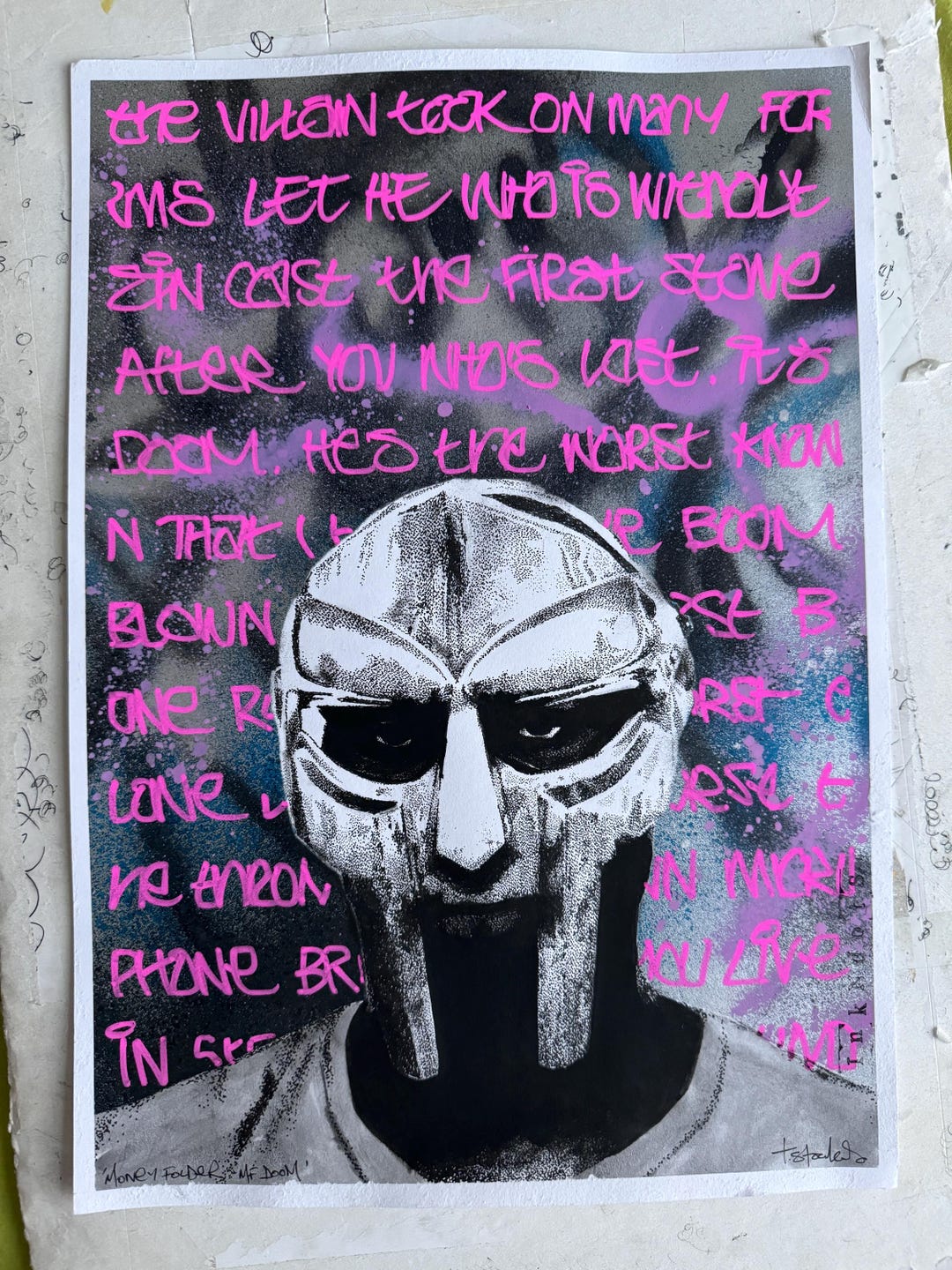 MF Doom - Original Pointillism Drawing Money Folder - Etsy