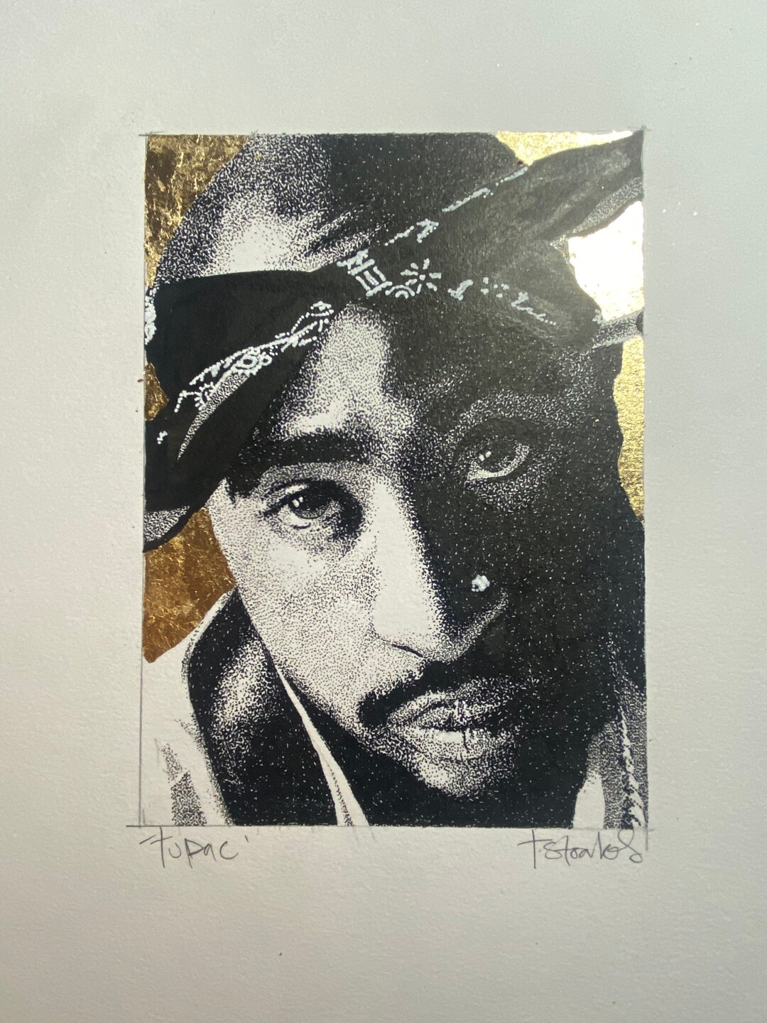 Tupac Shakur Portrait | Hand-drawn Stipple Art With Gold Leaf - Etsy UK