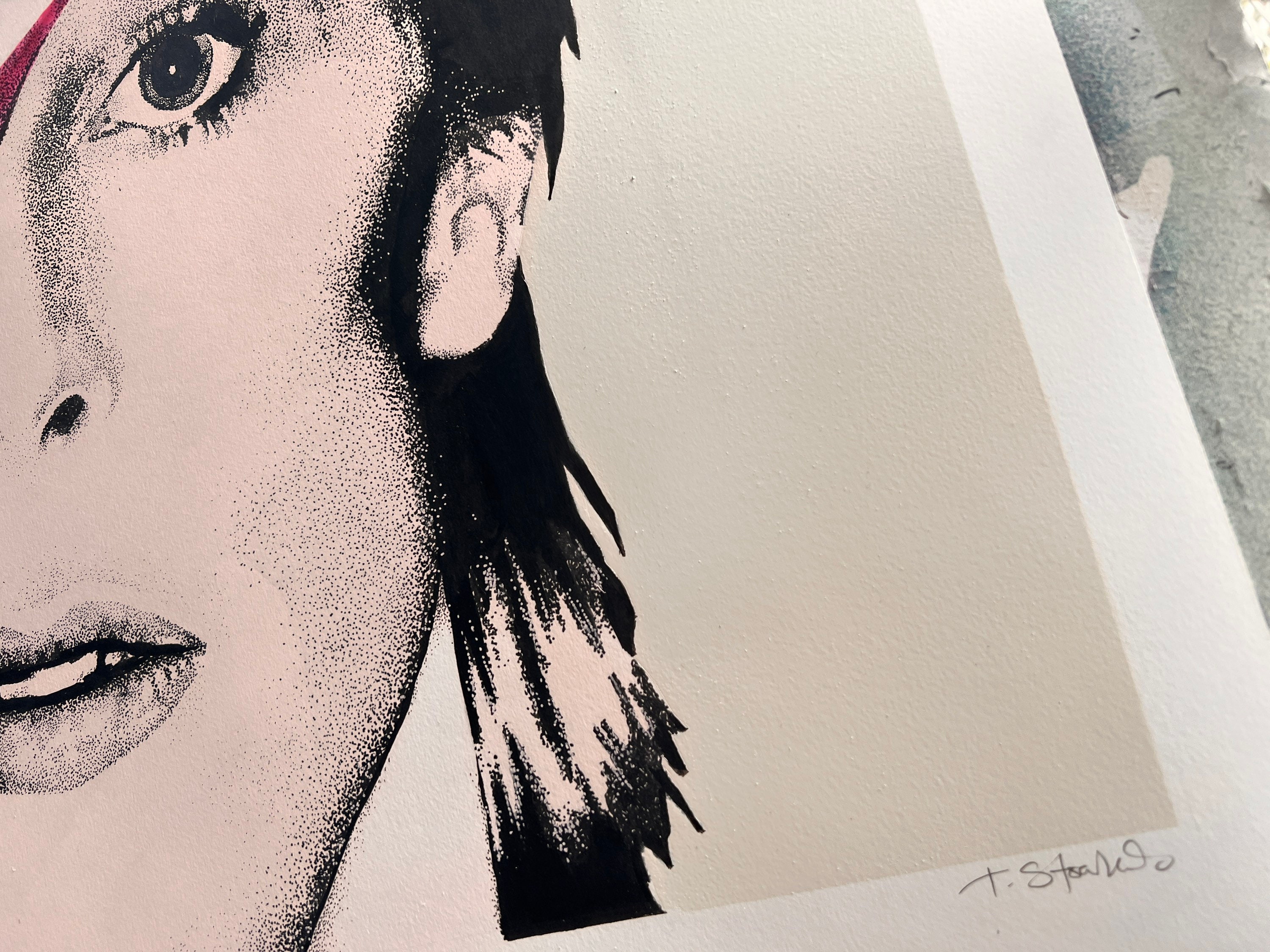 Hand Drawn Original Pointillism David Bowie Aladdin Sane - Etsy