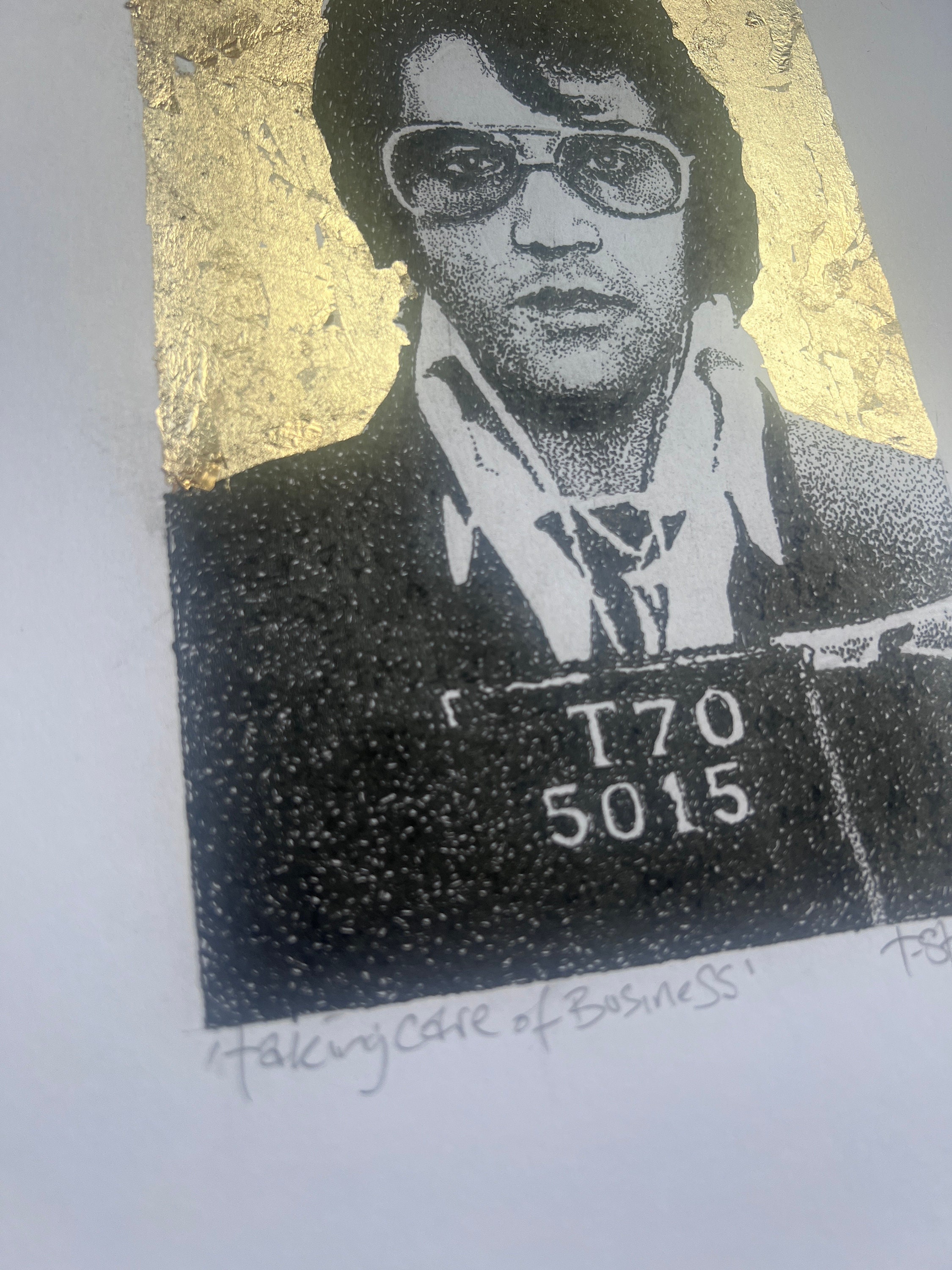 Elvis Mugshot Hand Drawn Original With Gold Leaf - Etsy