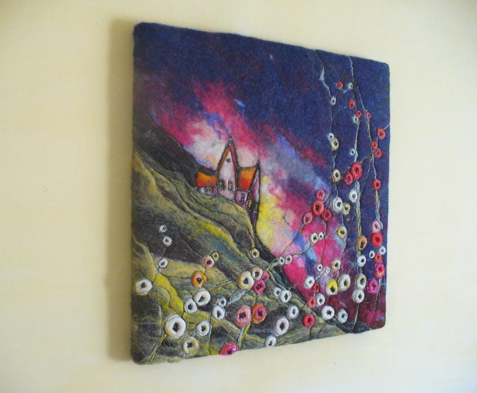 Filz-Bild. Nacht-Landschaft. | Etsy