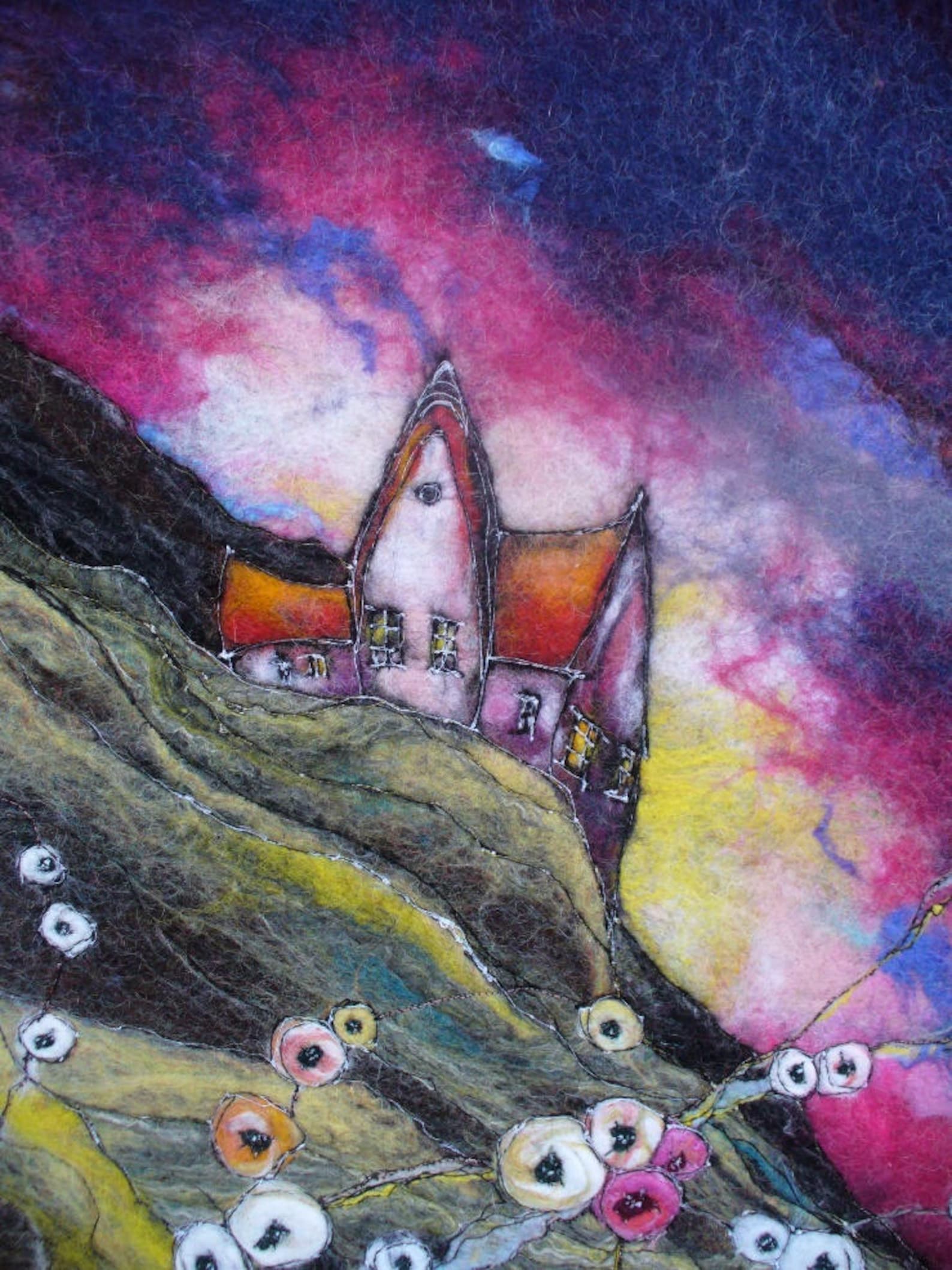 Filz-Bild. Nacht-Landschaft. | Etsy