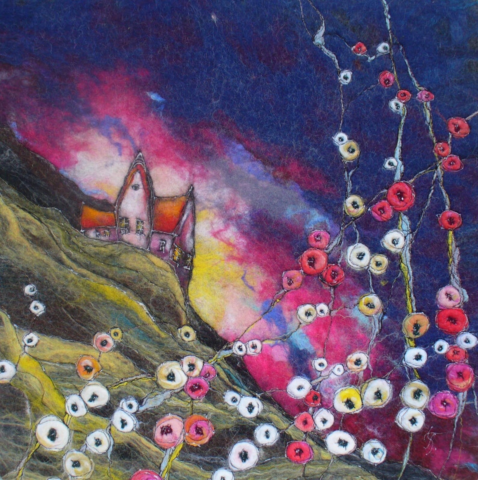 Filz-Bild. Nacht-Landschaft. | Etsy