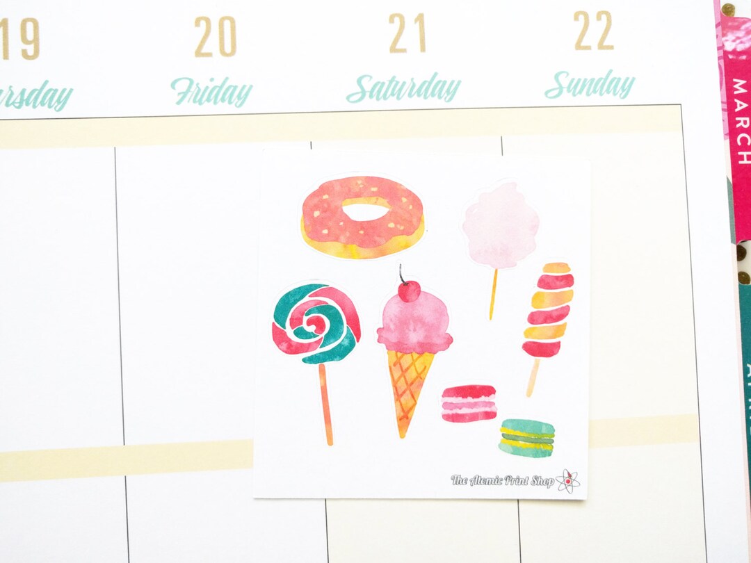 ONE DOLLAR DEAL: Watercolor Sweets Deco Sheet for Erin Condren, Happy ...