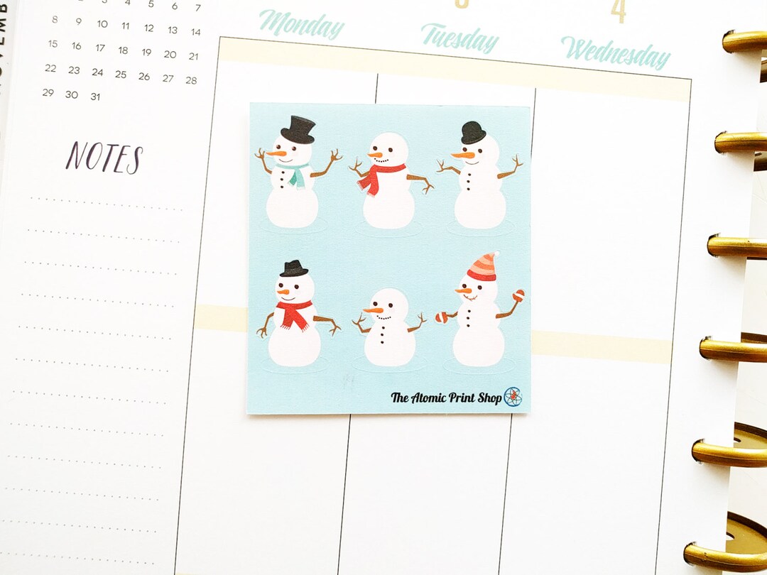 ONE DOLLAR DEAL: Snowmen Deco Sheet for Erin Condren, Happy Planner ...