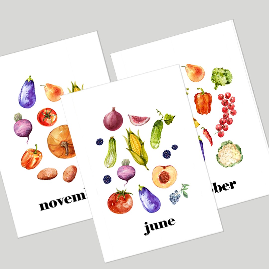 Seasonal Produce 12 Month Calendar | Mini Posters | Digital PDF ...