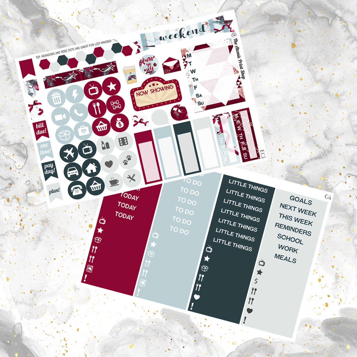 Holly Jolly Weekly Sticker Kit for Erin Condren and Happy - Etsy