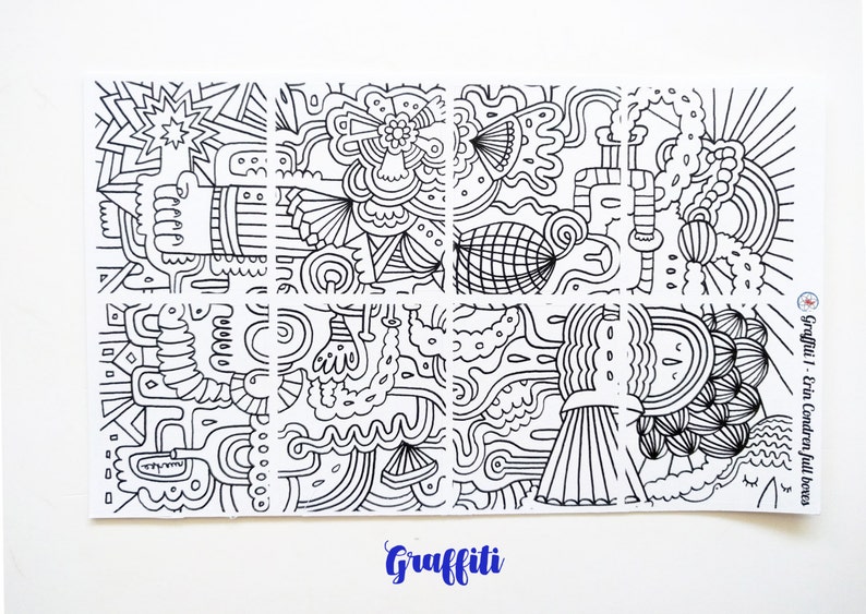 More Inside Coloring Page Full Boxes pt 1 for Erin Condren - Etsy