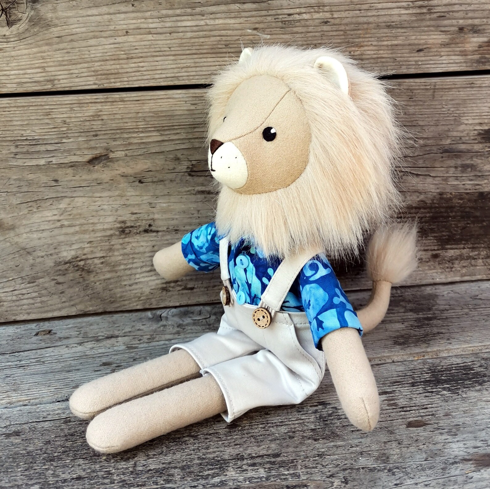Beige lion boy handmade wool stuffed doll | Etsy