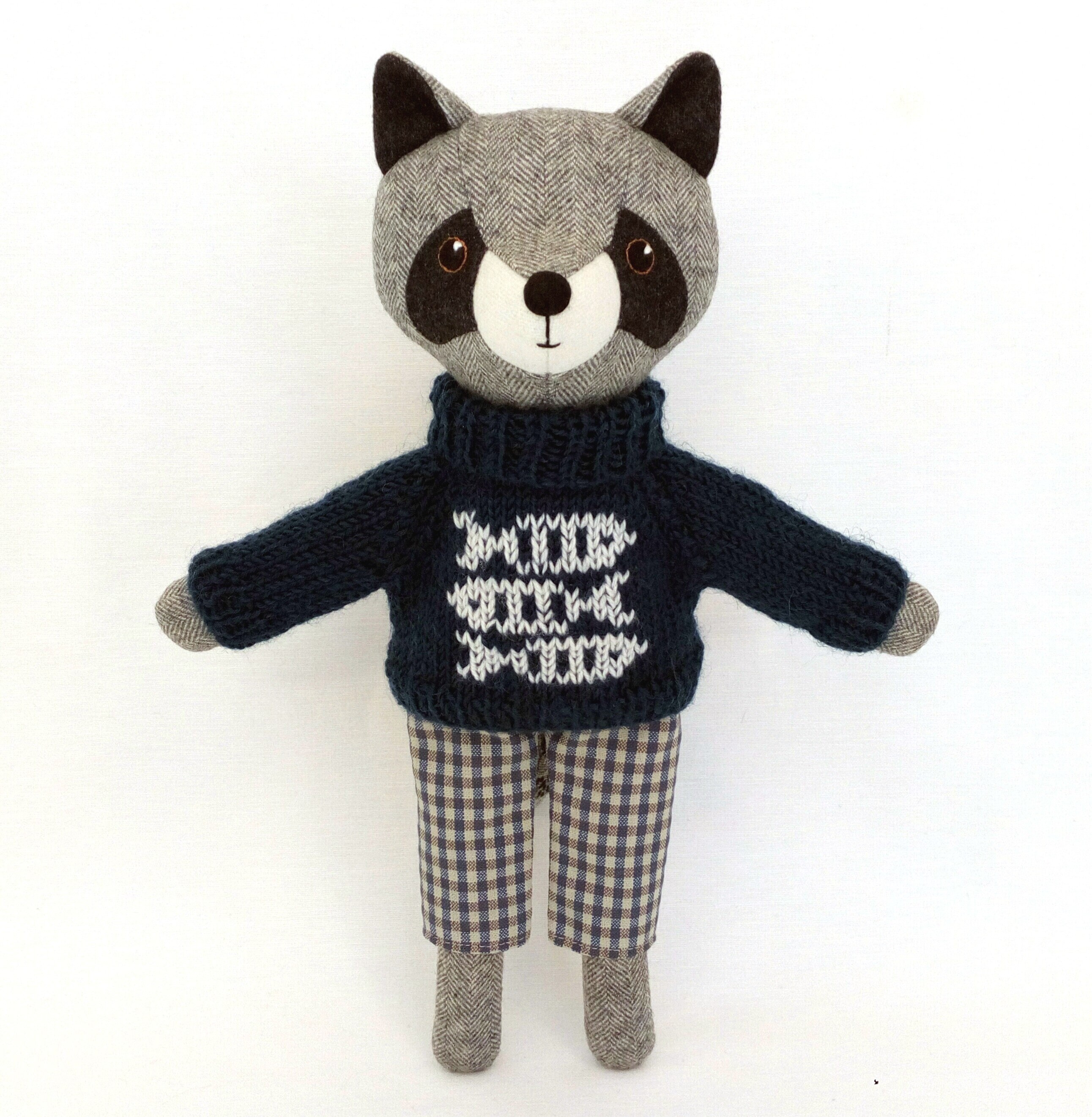 Gray Raccoon Boy Plush stuffed animal doll Woodland wool | Etsy