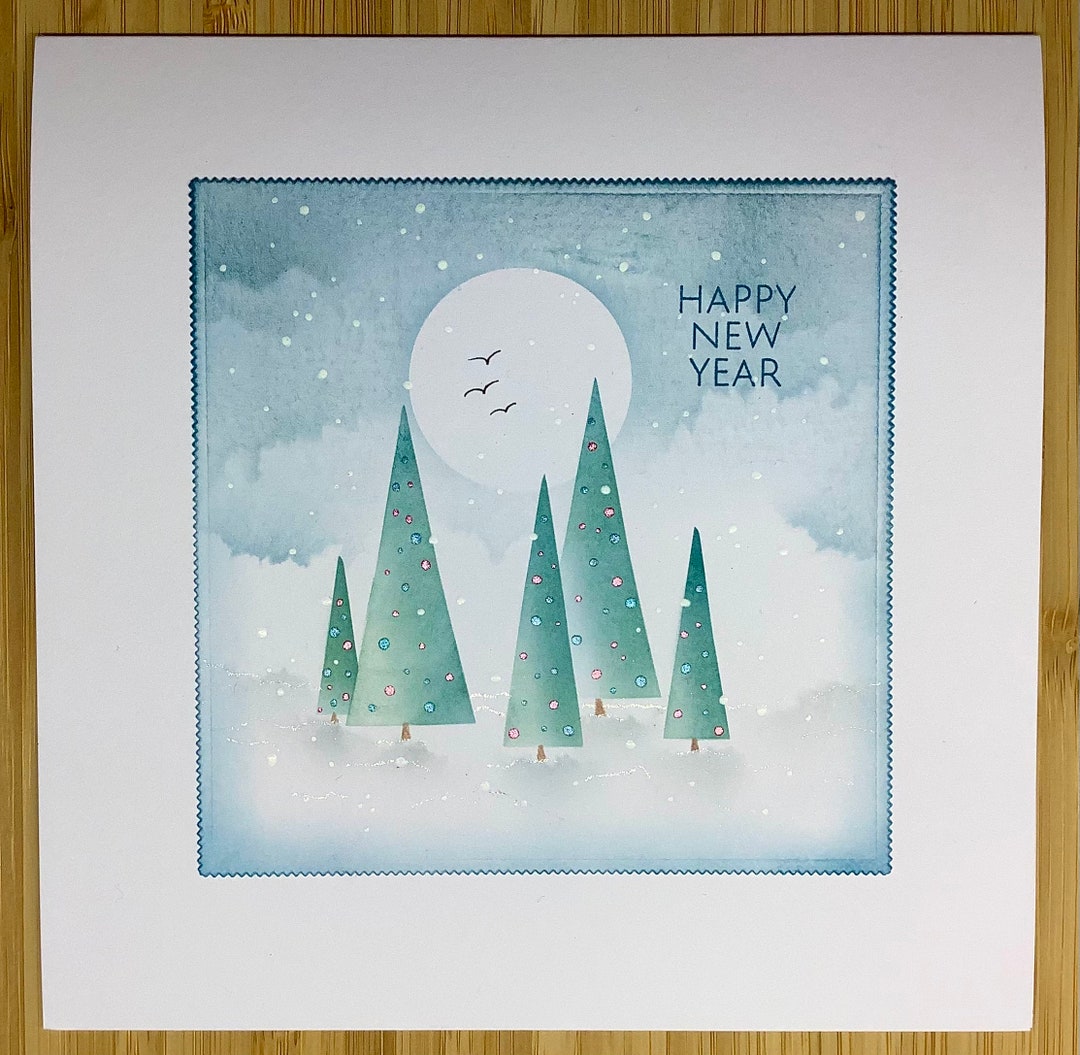Handmade Original Art happy New Year Card Made With Hand-cut Stencils ...
