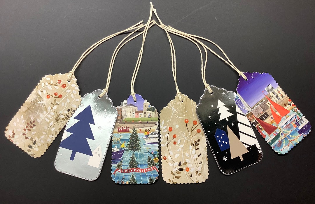 6 Hand Die-cut Christmas Gift Tags Made From 100% Recycled Cardstock ...