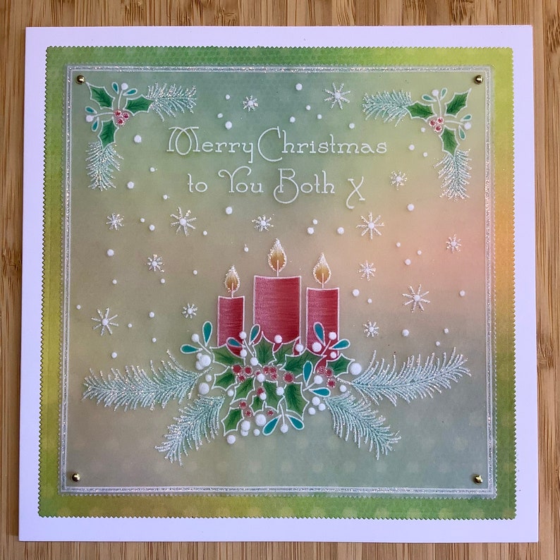 Handmade Parchment Christmas 7"x7" Card "merry Christmas to You Both ...
