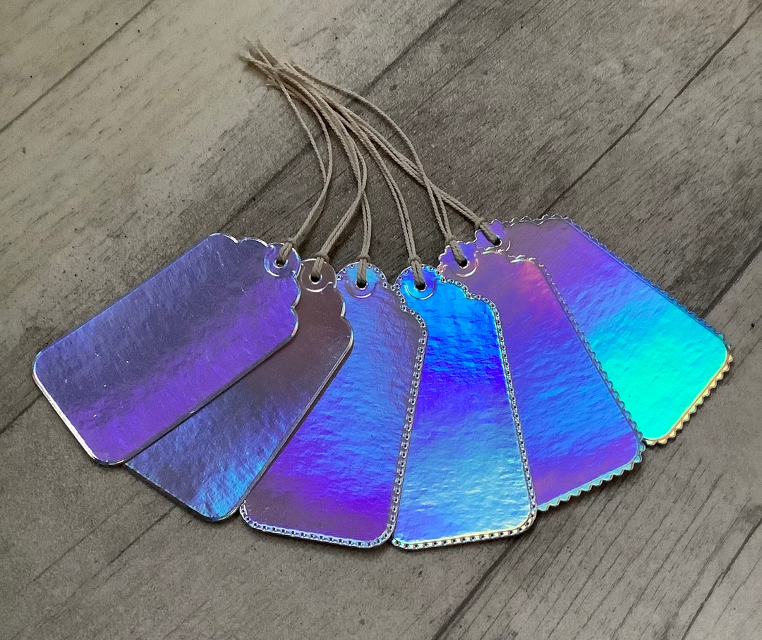 6 Luxury Handmade Gift Tags Die Cut Holographic 300gsm Card, tags ...