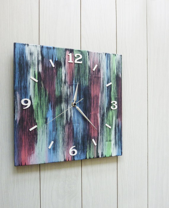 Large Wooden Wall Clock.oversize Square Wall Clocк.modern Wall | Etsy