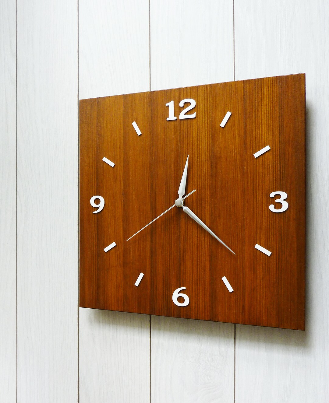 Large Wooden Wall Clock.oversize Square Wall Clocк.modern Clock..home ...