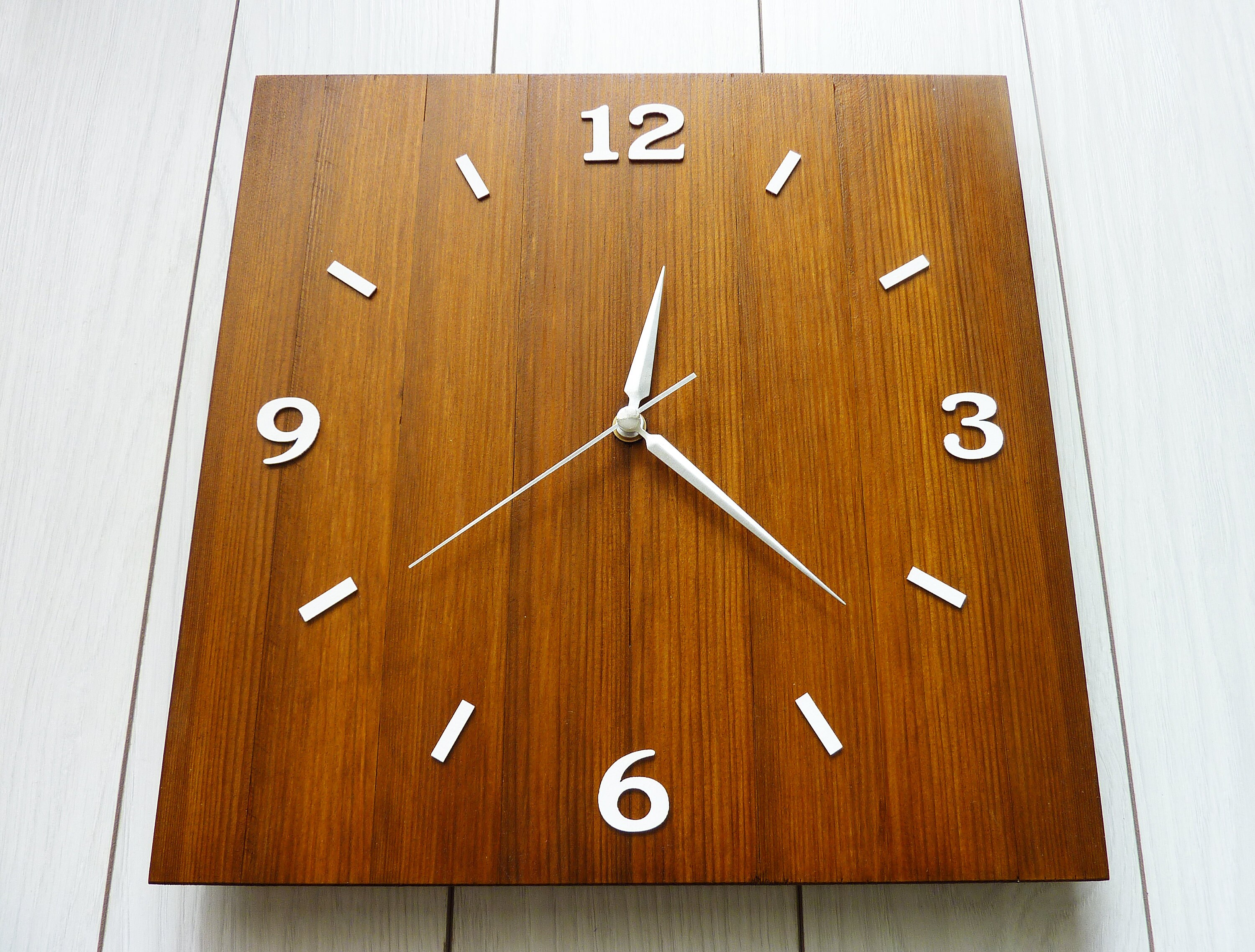 Large Wooden Wall Clock.oversize Square Wall Clocк.modern Clock..home ...