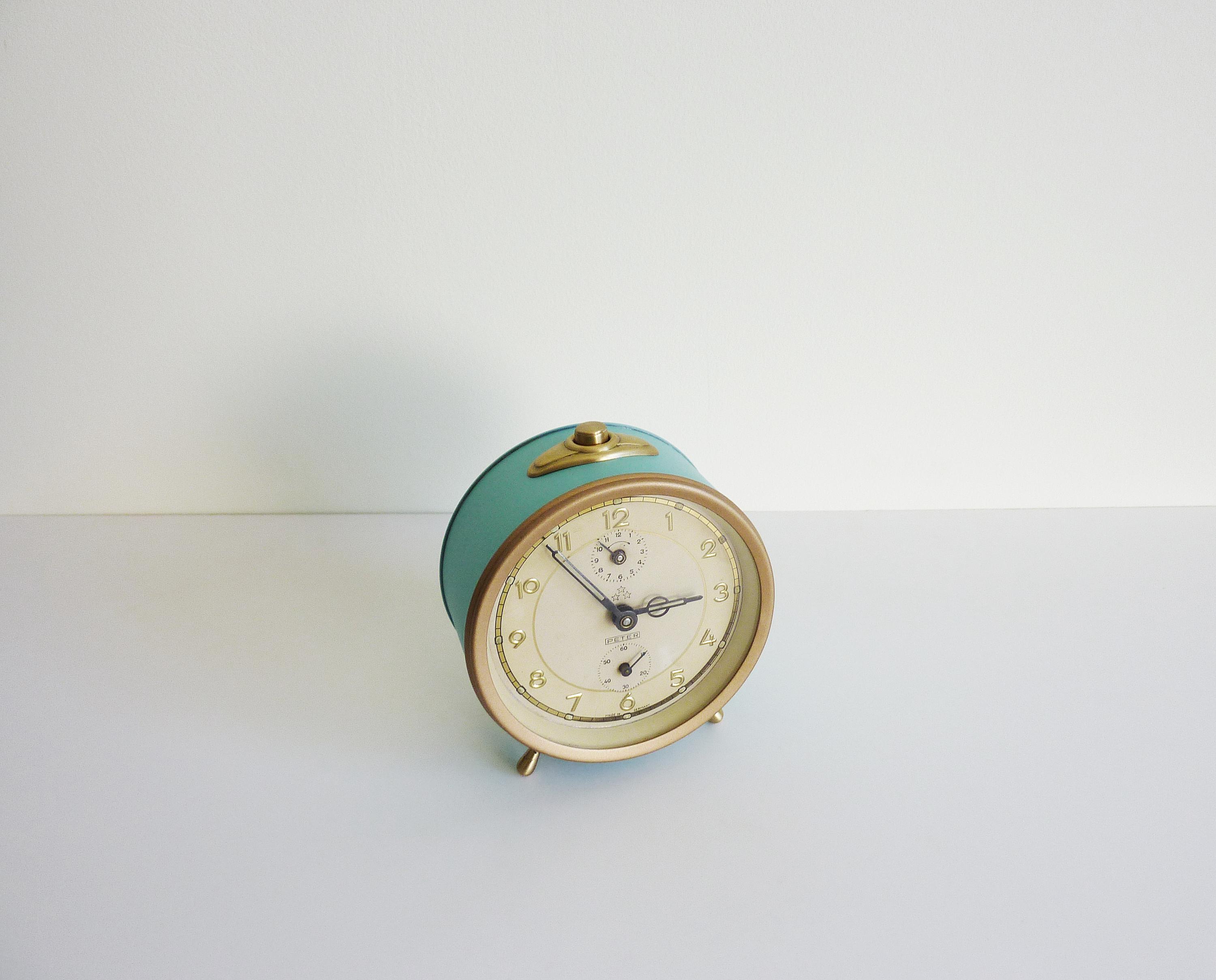 Working Beautiful Antique German Alarm Clock Peter.rare German Clock ...