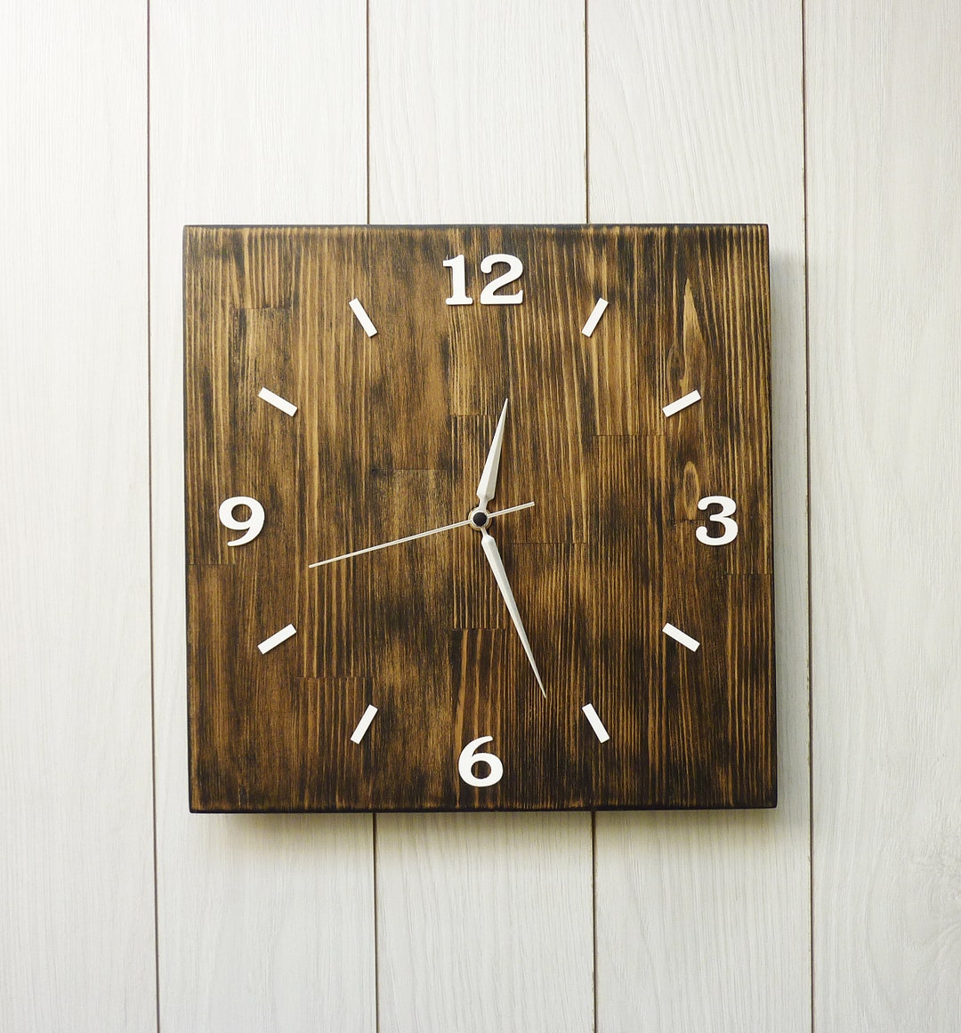 Large Wooden Wall Clock.oversize Square Wall Clocк.modern Wall Clock ...