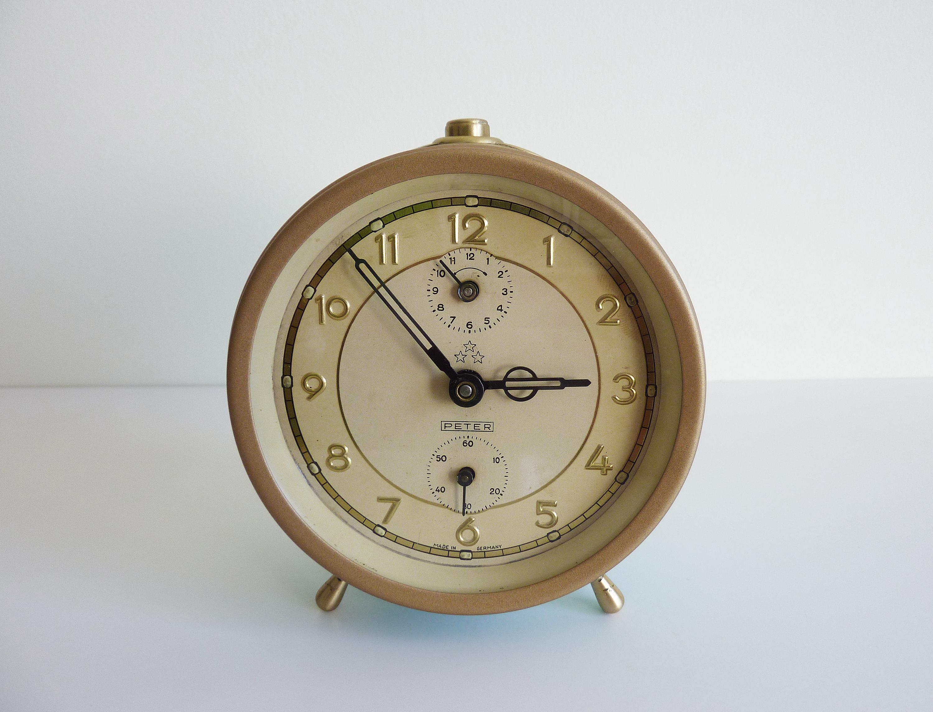 Working Beautiful Antique German Alarm Clock Peter.rare German Clock ...