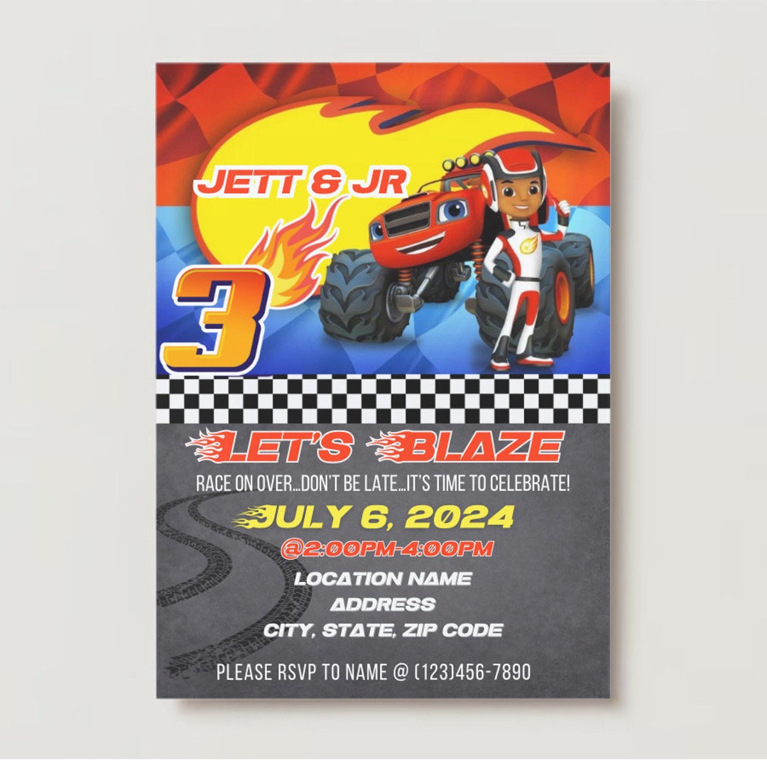 Instant Download! Digital Invitation...blaze and the Monster Machines ...