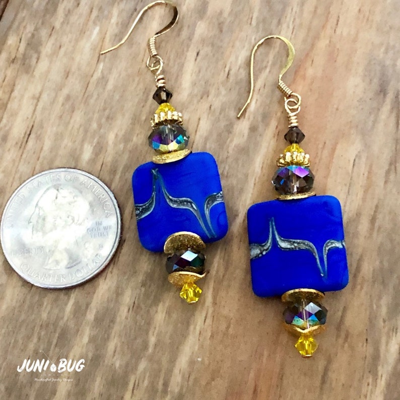 Deep Periwinkle Purple Lampwork Gold Earrings, Gold Filled Ear Wires ...