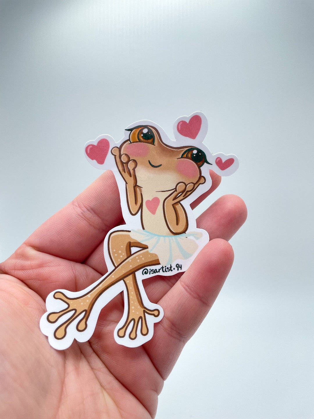Cute Coquí Frog in Love Sticker Waterproof Decal Kawaii Valentines Day ...