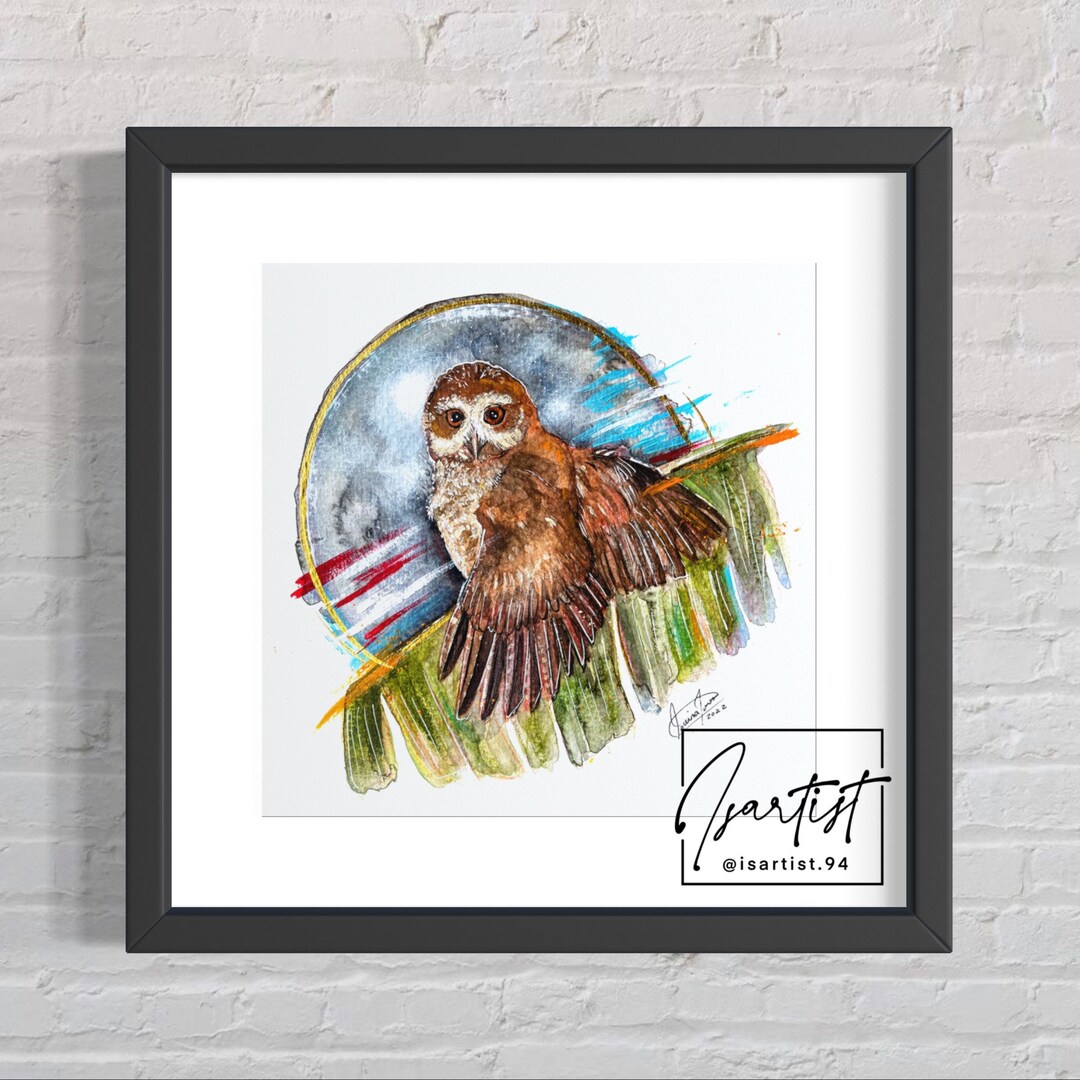 Múcaro ORIGINAL Painting | Puerto Rican Owl | Bird Painting ...