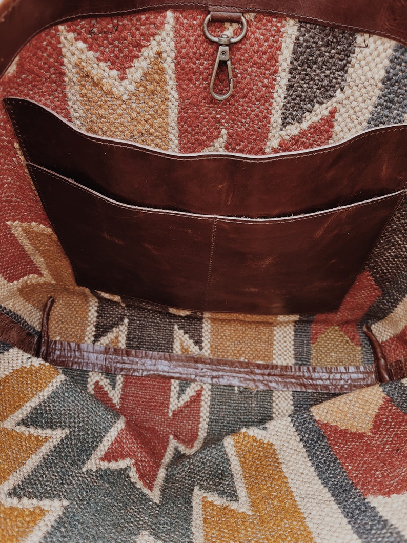 Jute and Leather Carry All Bag "gabor" - Navajo Safran - Etsy