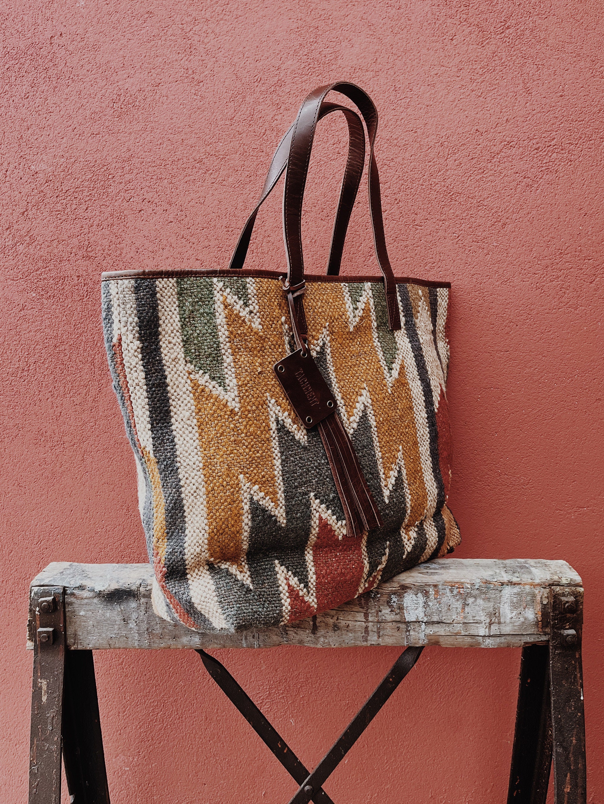Jute and Leather Carry All Bag "gabor" - Navajo Safran - Etsy