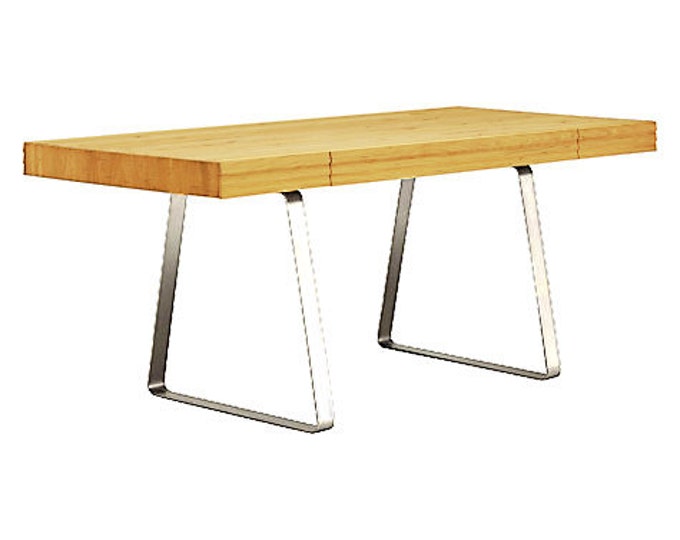 George: Desk With Drawers Solid Wood Inox Base - Etsy