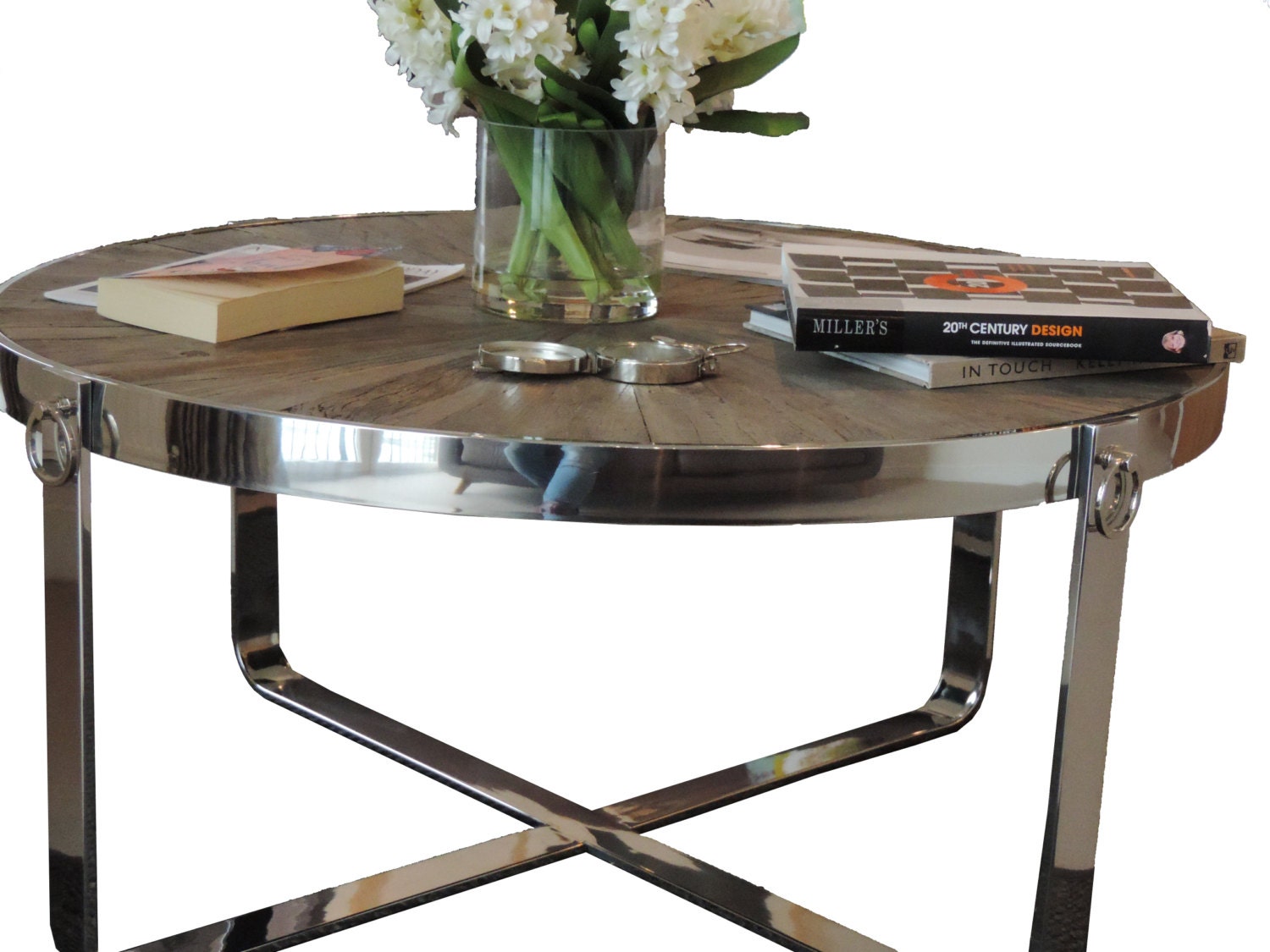 Katrina Coffee Table Solid Recycled Wood Inox Mirror Base - Etsy