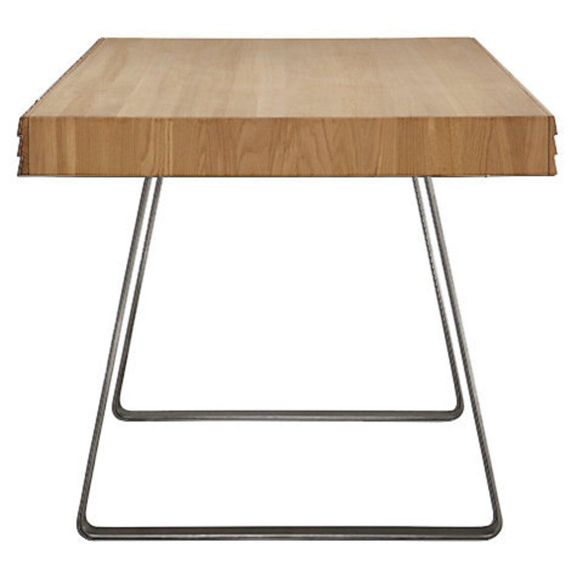 George: Desk With Drawers Solid Wood Inox Base - Etsy