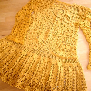 Crocheted Yellow Mini Dress - Etsy