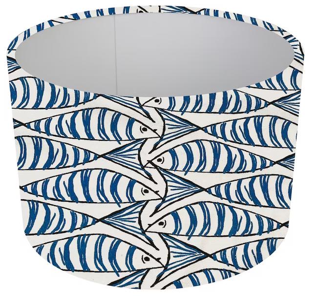 Blue and White Sardine Fish Drum Lampshade, Nautical Decor - Etsy UK
