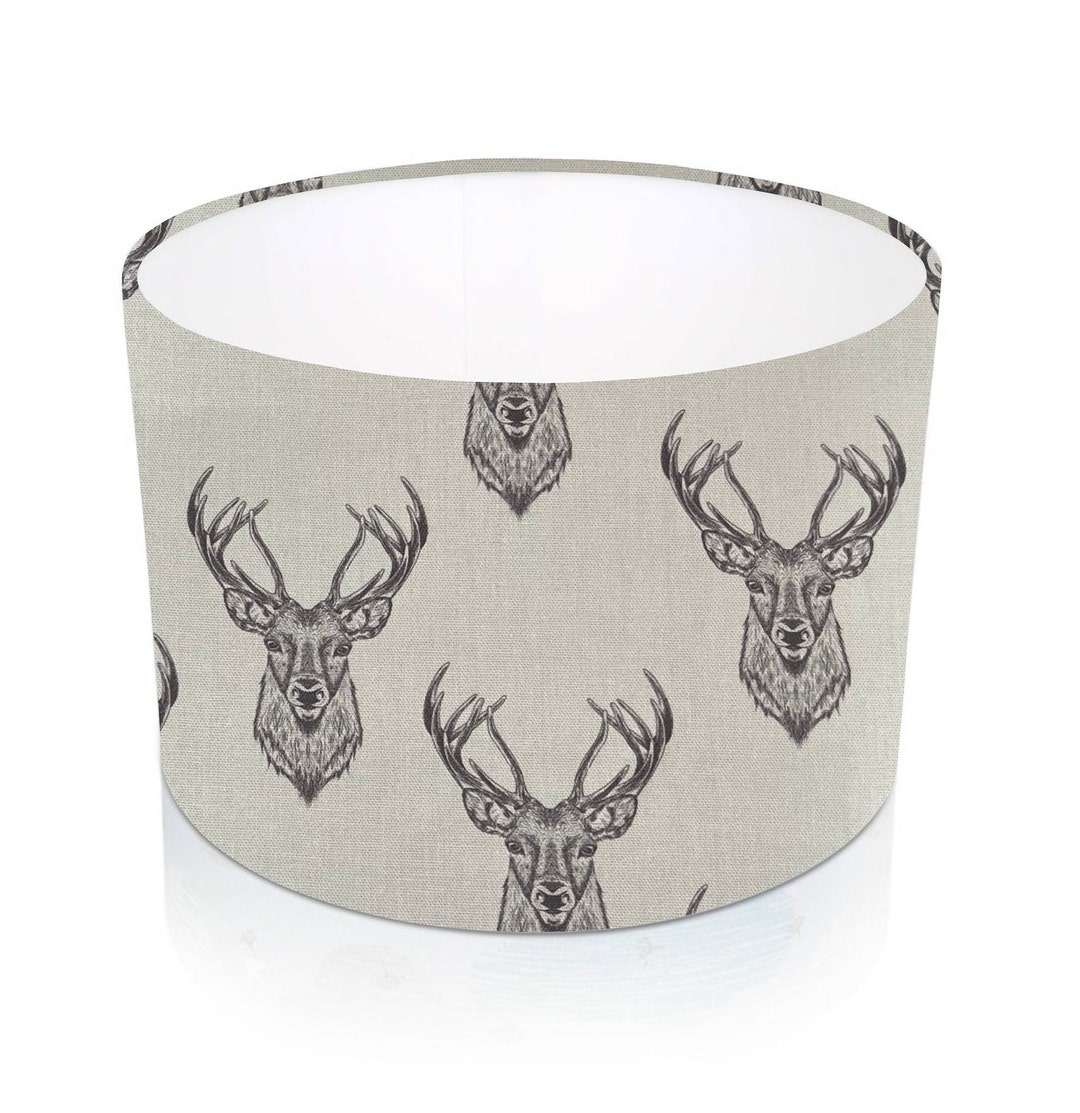 Natural Grey Stag Drum Lampshade, Ceiling Pendant Light Shade, Table ...