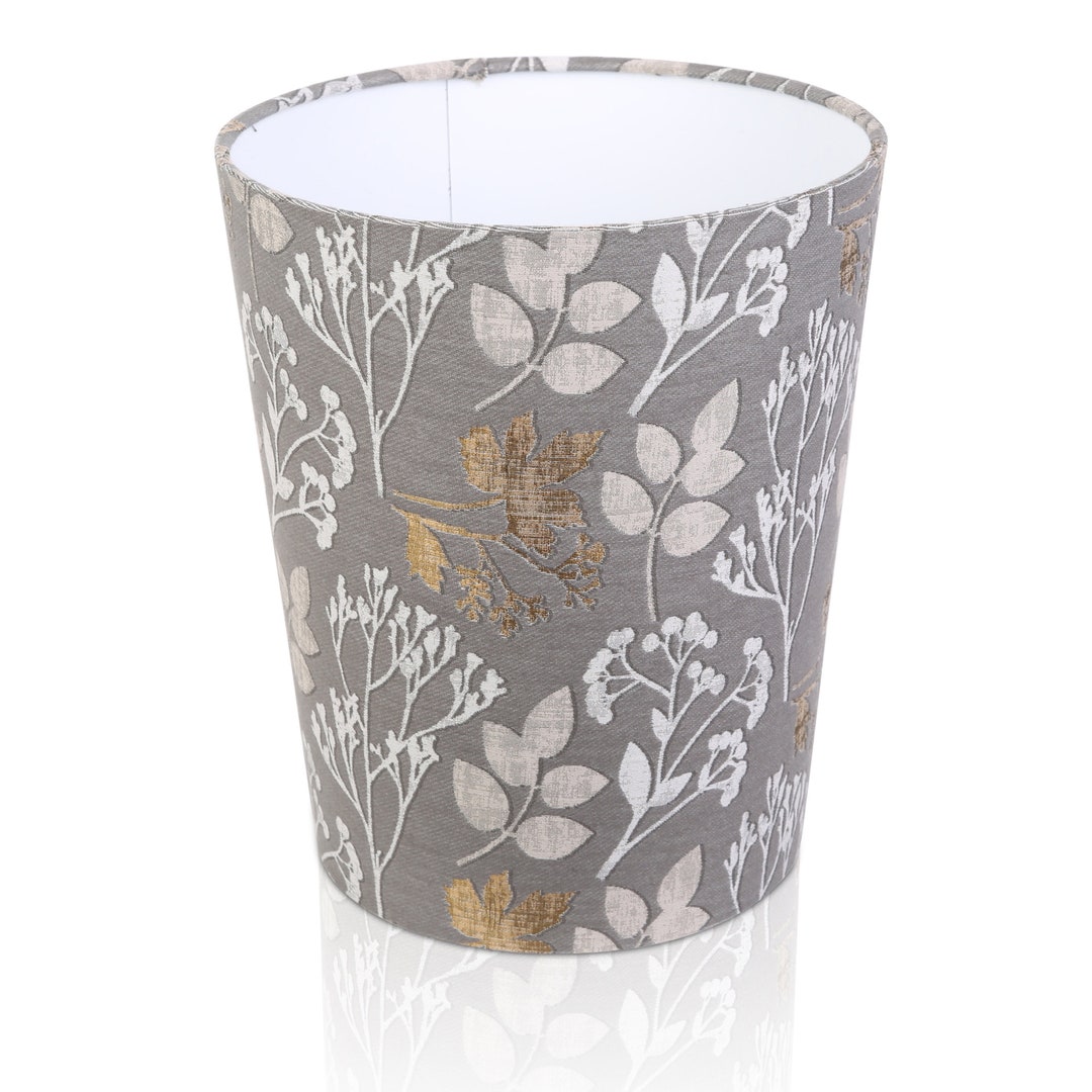Peppercorn Grey Decorative Waste Paper Bin, Floral Gold and Silver ...