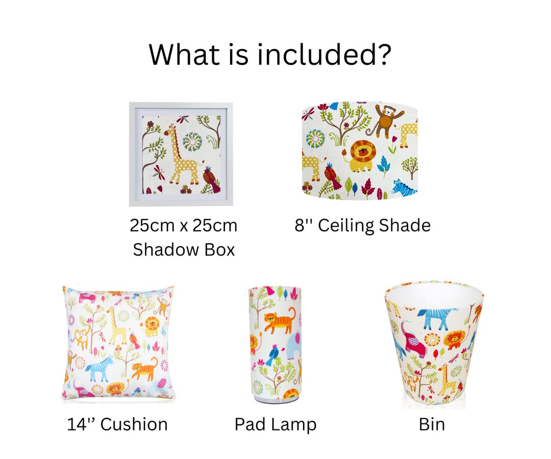 Jungle Boogie Complete Bedroom Decor Set, Framed Print, Table Pad Lamp ...
