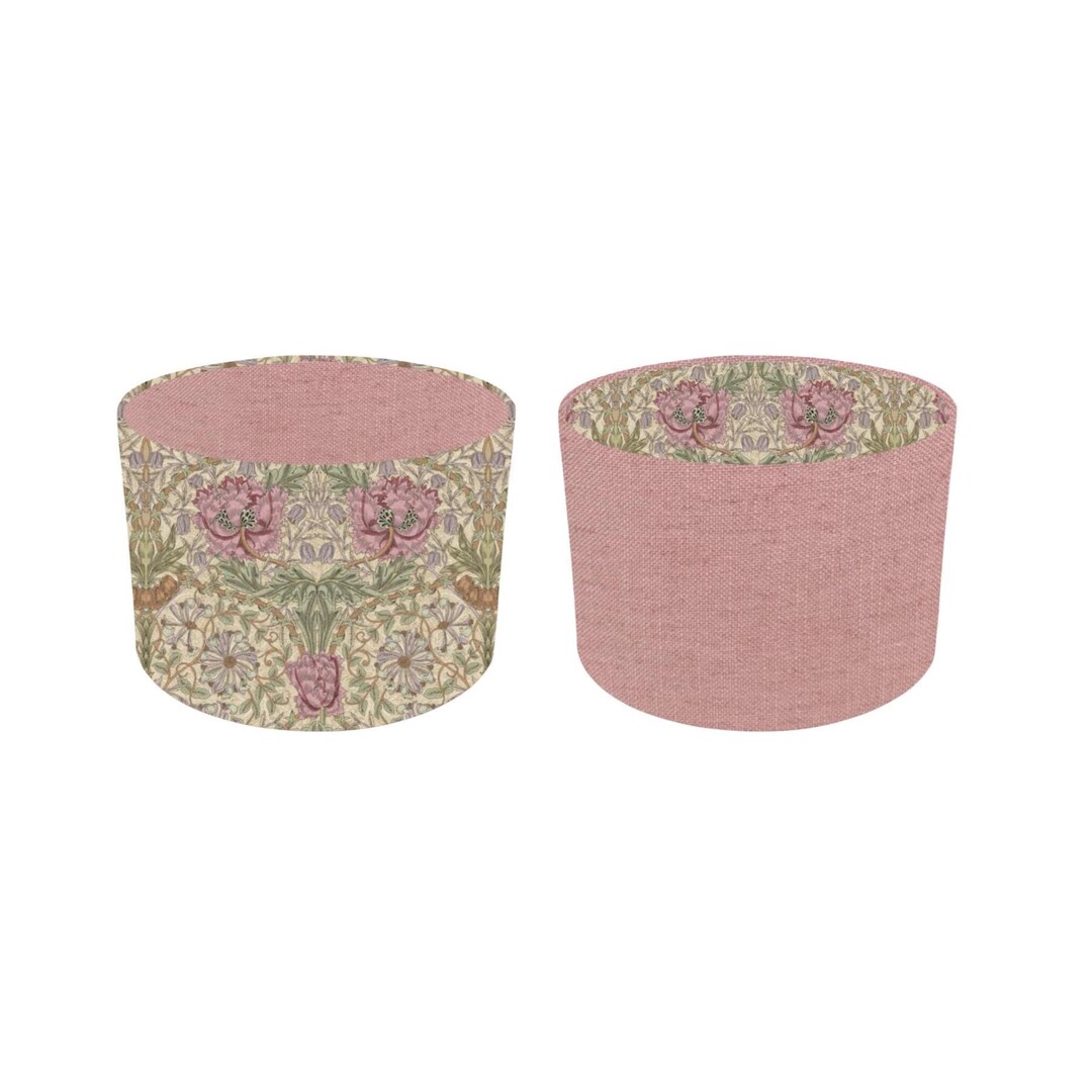 Handmade Florenzo Pink Drum Lampshade With William Morris Honeysuckle ...