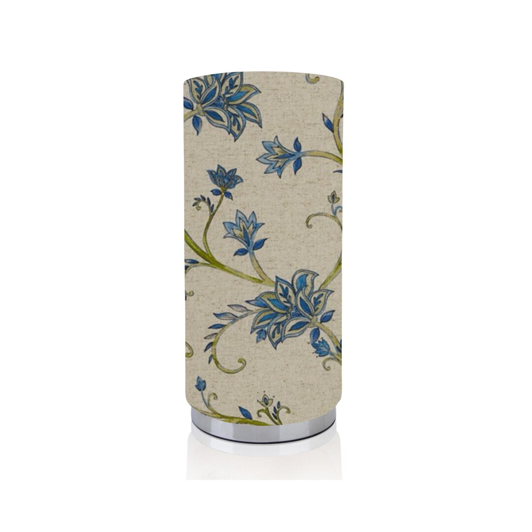 Handmade Blue Lily Floral Fabric, Floral Themed Chrome Base Pad Lamp ...