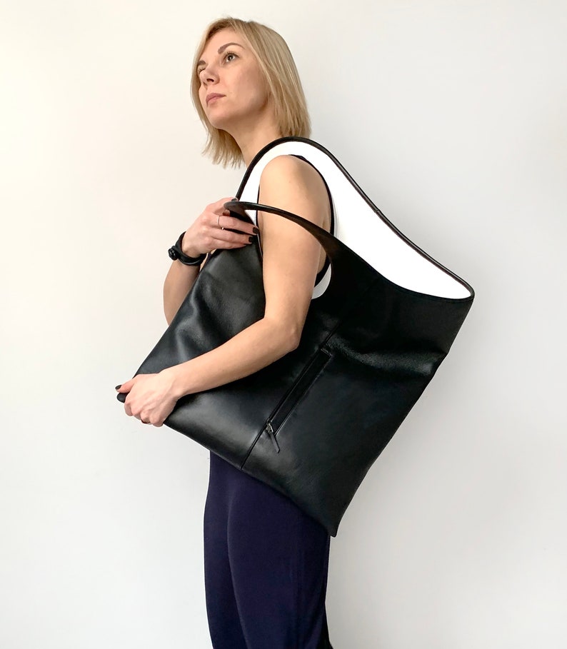 Oversized Clutch Purse Black Leather Handbags For Women Fold Etsy