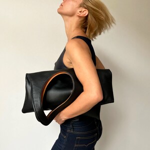Mustard Leather Tote Unique Leather Slouchy Handbag Oversized Hobo Bag ...