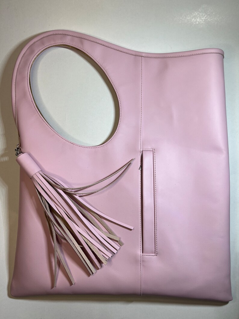Blush Pink Hobo Bag With Gold Interior: Soft Genuine Leather Shopper ...